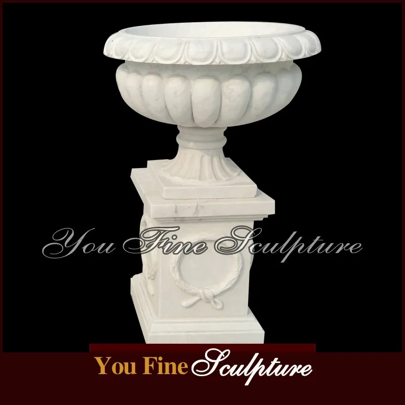 Outdoor Decorative White Stone Flower Pots For Garden - Buy Stone ...