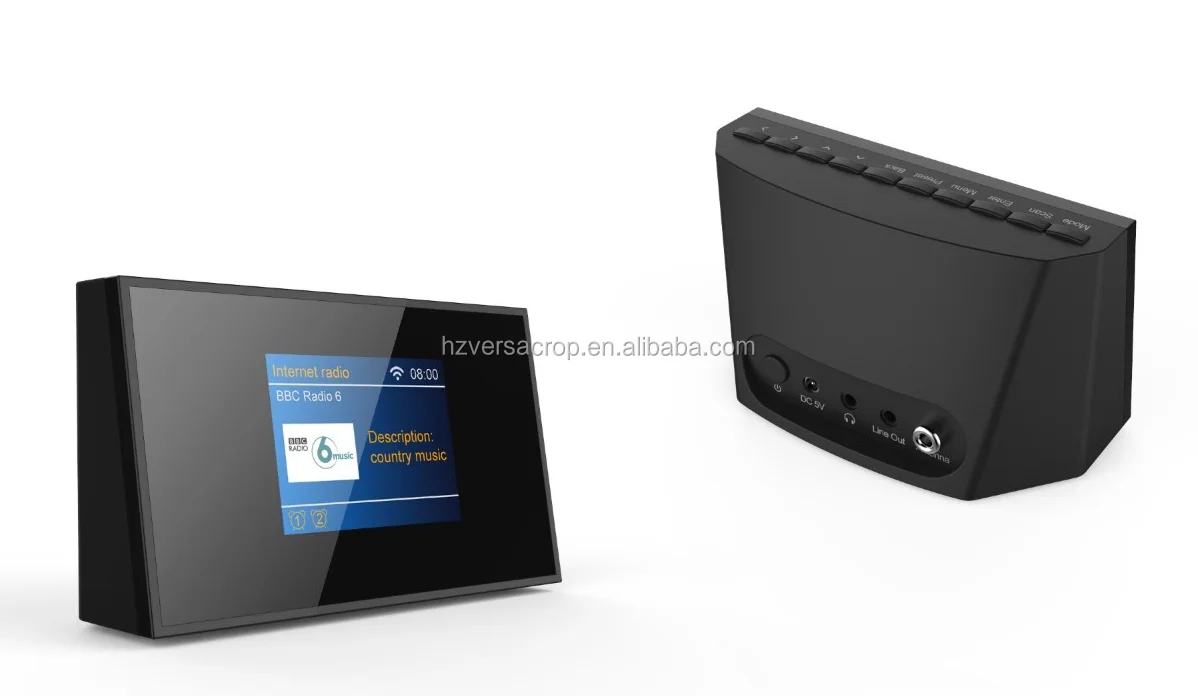 Lcd Wooden Desktop Screen Clock Stylish Wifi Radio Receiver Internet ...