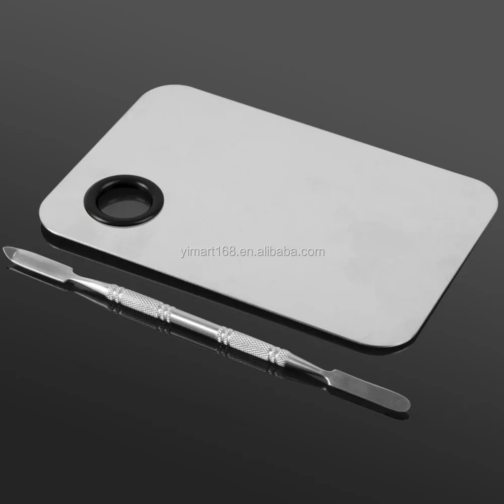 Yimart Stainless Steel Cosmetic Makeup Mixing Palette And Spatual Nail ...