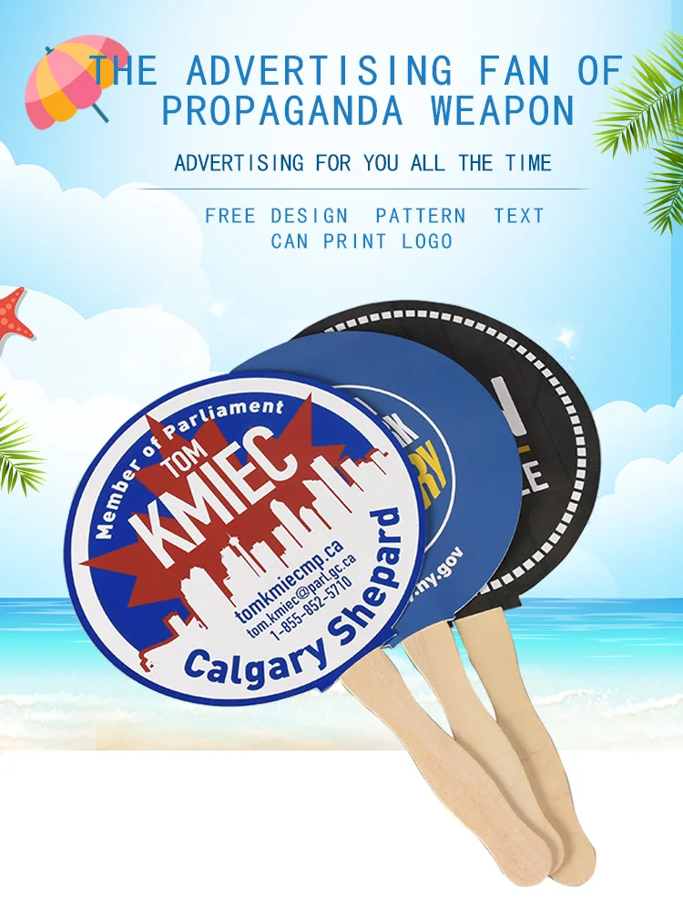 Customize Promotional Product Paper Advertising Wood Handle Fans - Buy ...