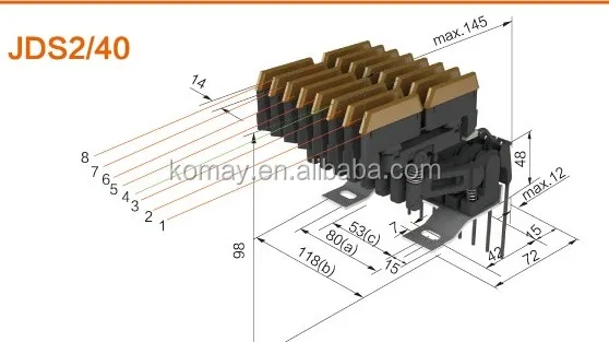 KOMAY U12 M16 Compact Double Current Collector for Insulated Busbar