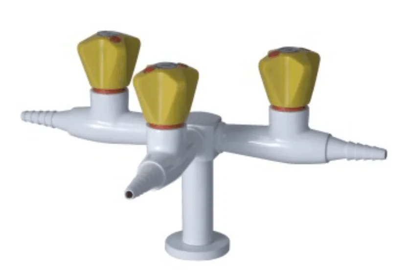 Biology Lab Bench Top Mounted Solid Brass Three Way Lab Gas Tape For ...