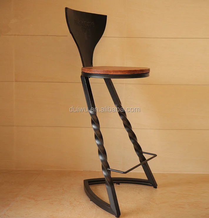 Industrial style Z shape wood bar stool| Alibaba.com