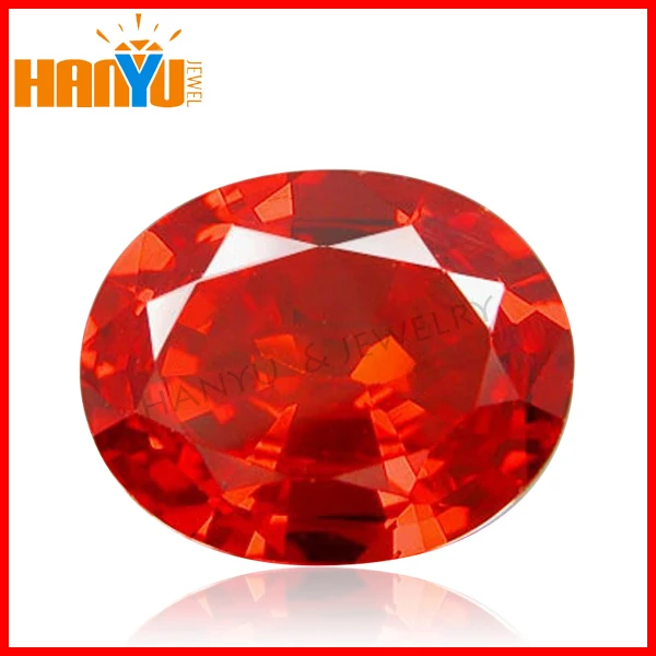 Fake Gemstones Orange Red Oval Shape Loose Cubic Zirconia Gemstones For ...