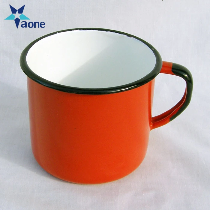 Wholesale Cheap Logo Printed Plain Orange Enamel Mug High Quality ...