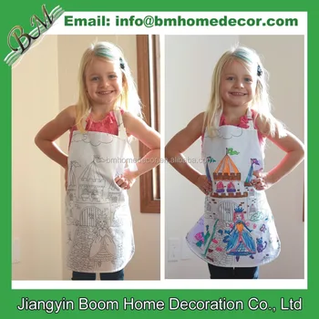 Diy Painting Coloring Cotton Apron For Kids / Colouring Apron / Color ...