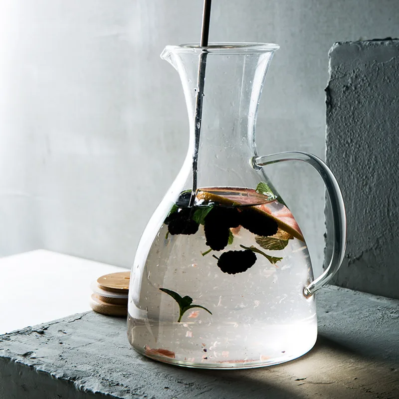Borosilicate Glass Water Carafe Pitcher With Wooden Lid - Buy ...