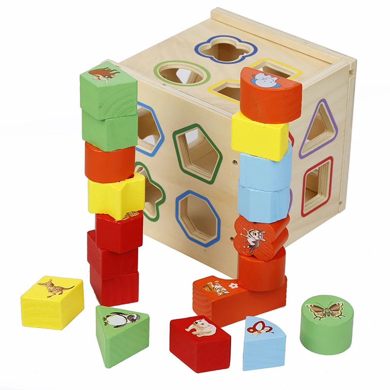 19 Hole Intelligence Box Hole Children's Educational Animal Wooden Toys ...