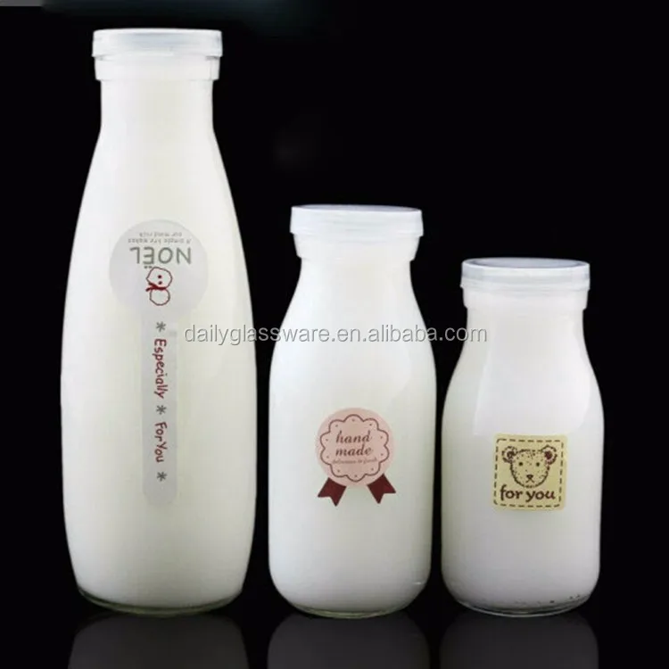 1 Qt Quart Glass Milk Bottles 1000ml Vintage Style With Plastic Cap ...