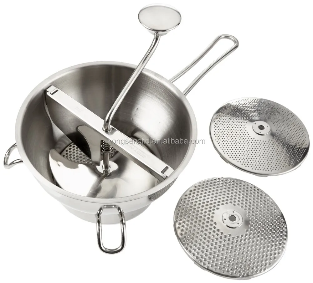 Stainless Steel Food / Vegetable Mill With 3 Cutting Plates - Buy ...