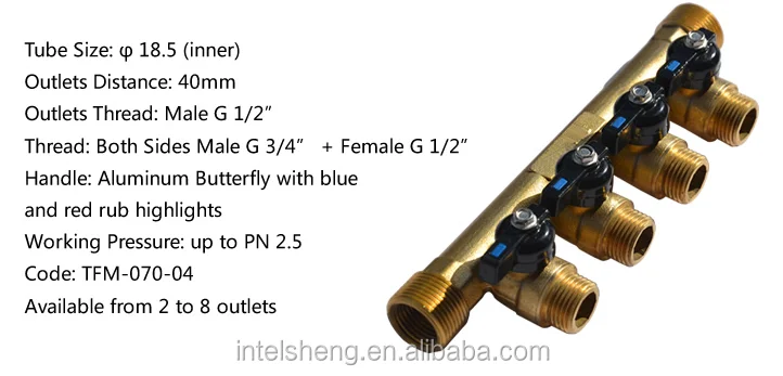 Brass Manifold For Water With 1" Inlet And 3/4" Outlets 4 Connections ...