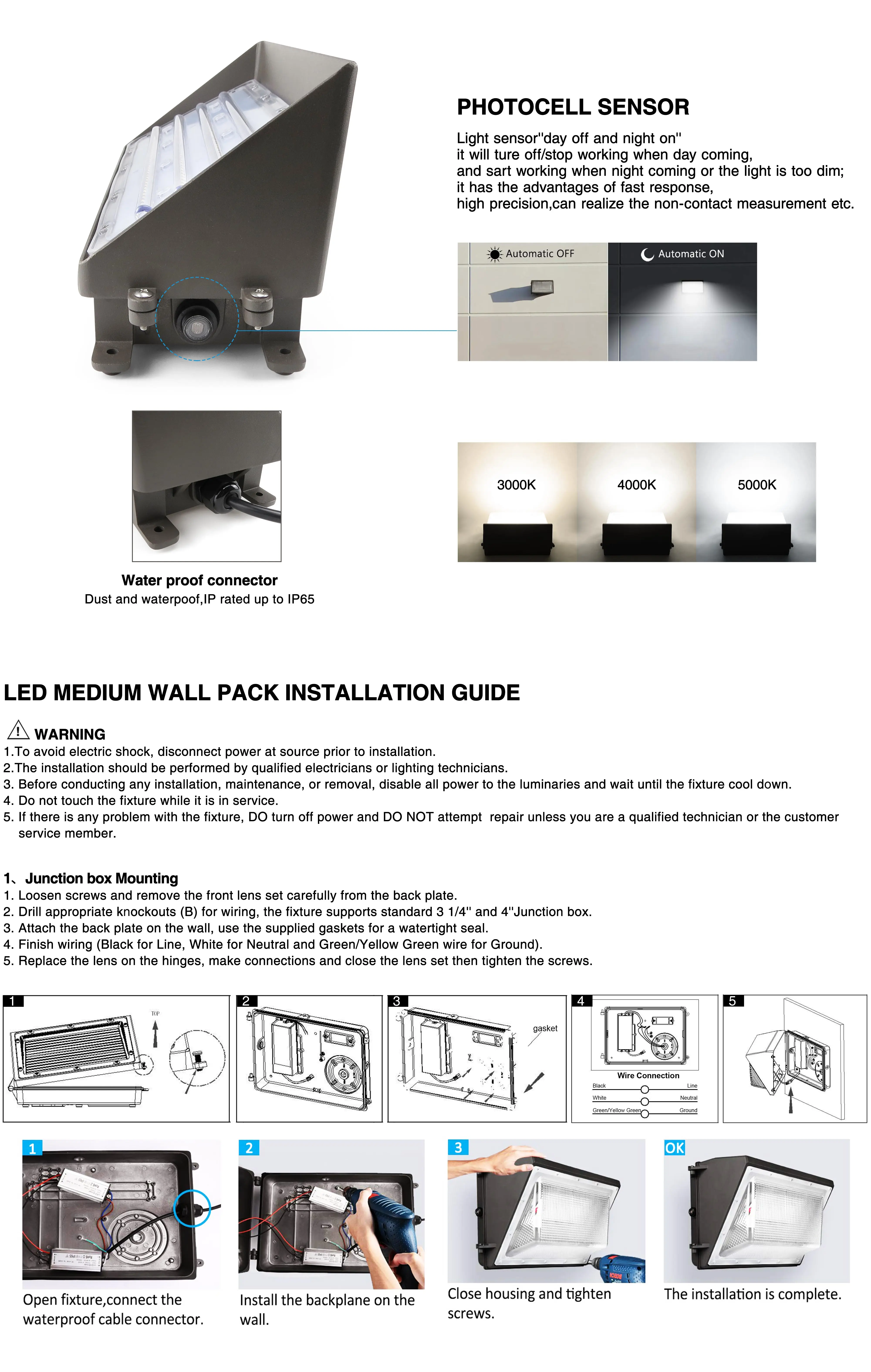 Intertek Exterior Lamp Parts 40w 60w 120w Led Wall Pack Lights For ...