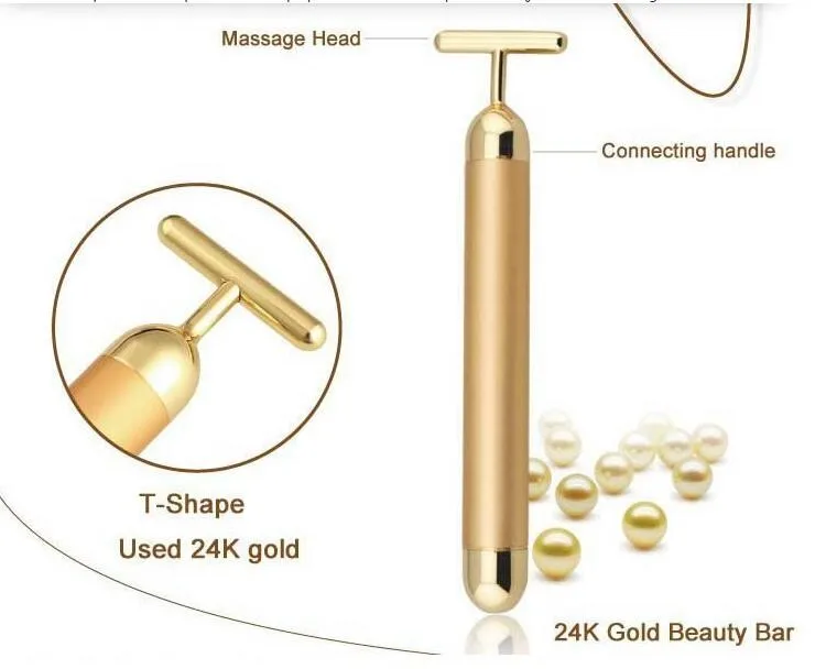 Portable Vibrating Facial Massager T Shape 24k Gold Beauty Bar For ...