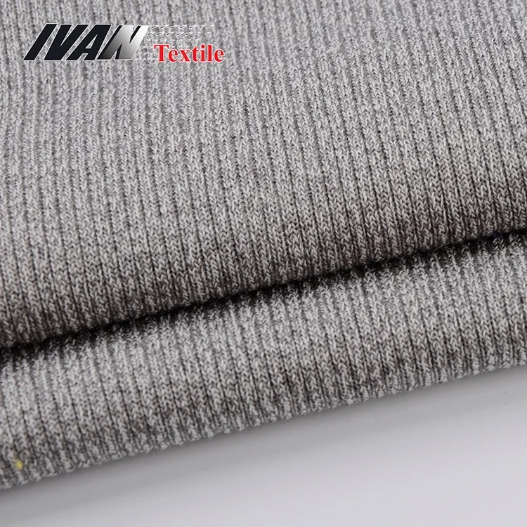 Hot Selling Custom 280 Gsm Gray Jersey Polyester Cotton 2x2 Rib Knit ...
