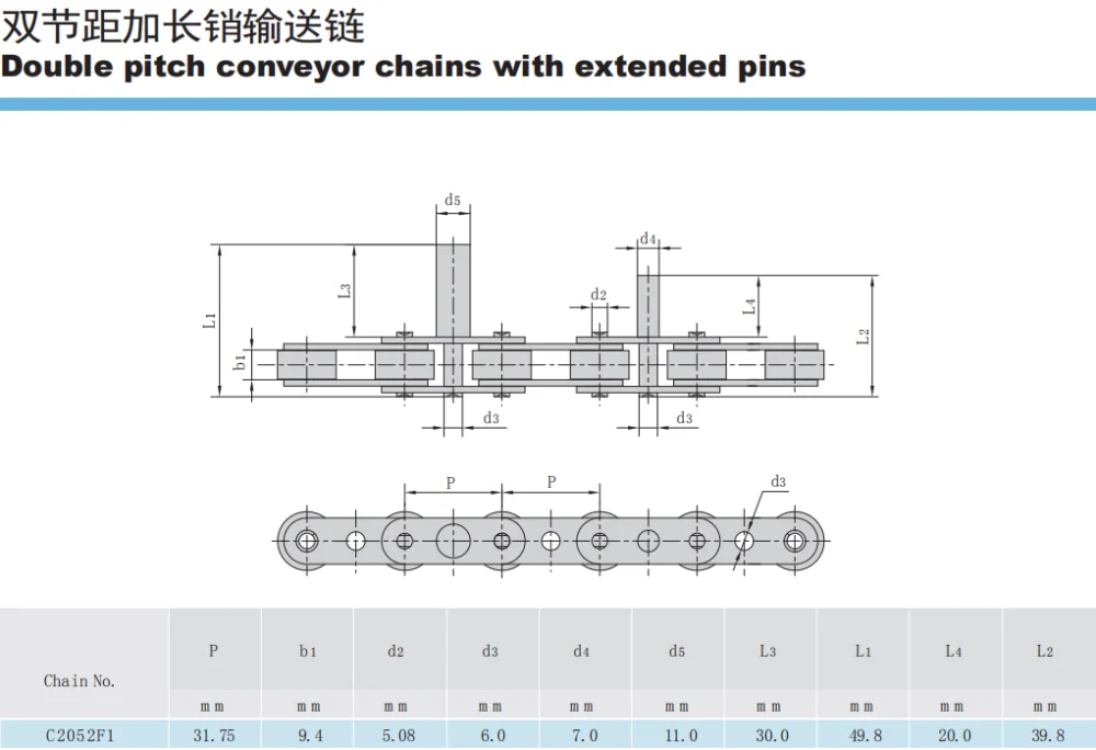 Custom Size Conveyor Chain with Extended Pins - Durable & Versatile