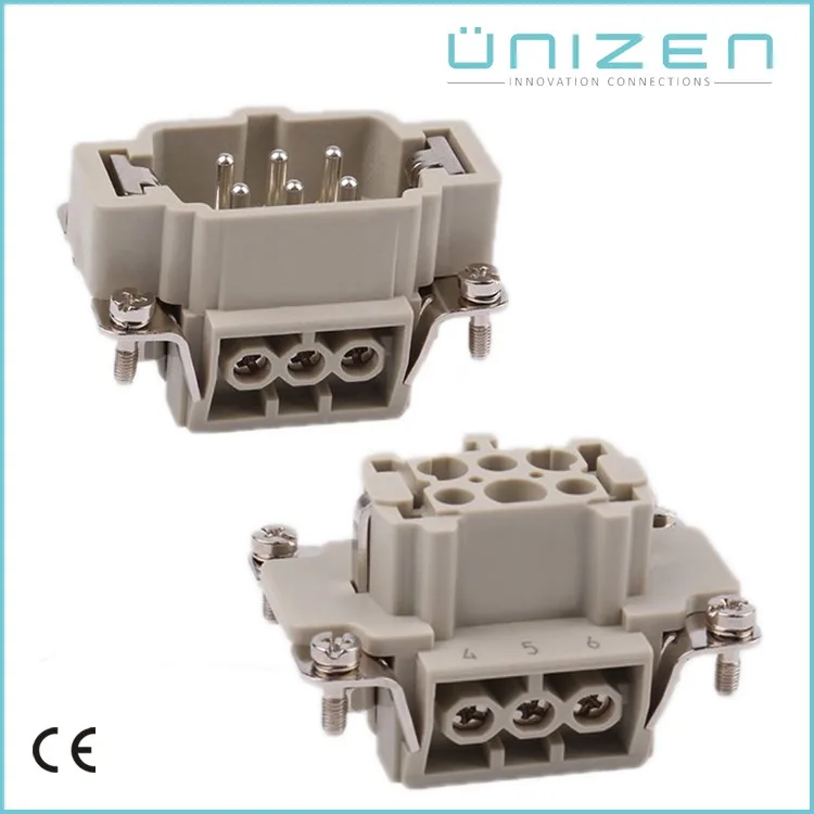 Unizen He-006 6p+pe Connectors 500v 16a Male Female Inserts - Buy He Series 6p+pe Connectors ...