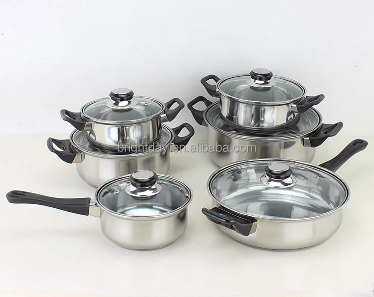 Hot Sales Cheap Price 12pcs Stainless Steel Cookware Set Stamp Flower ...