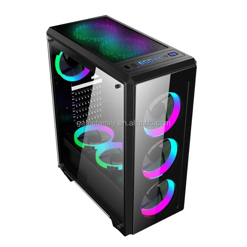 Atx Computer Tower Gaming Case Rgb/led Fan Tempered Glass - Buy 12mm ...