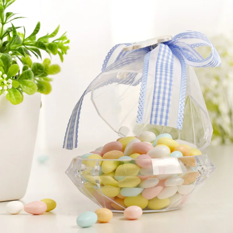 Hot Sell Clear Diamond Shape Candy Box Diy Plastic Candy Package Box ...