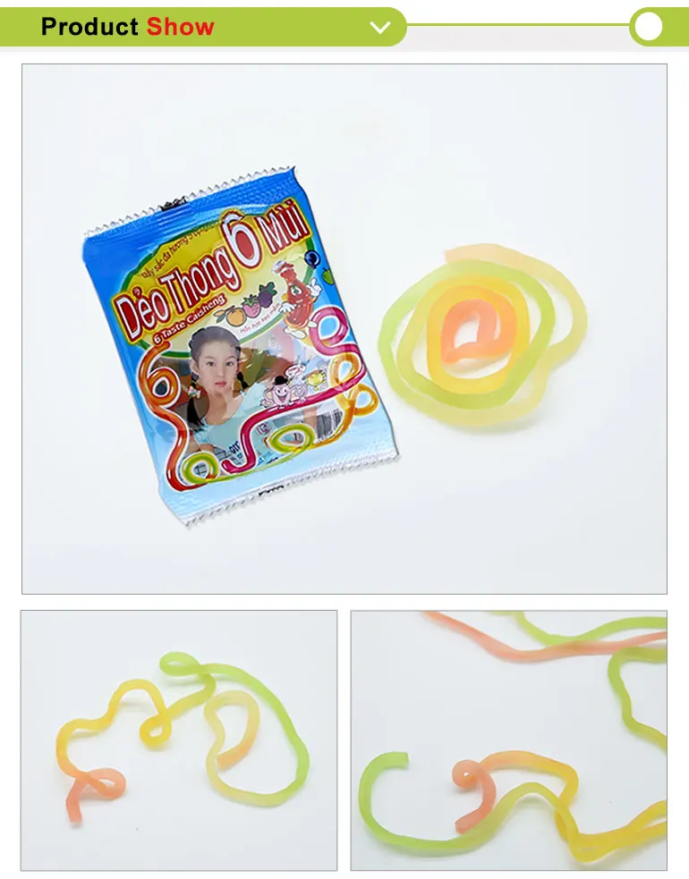 Halal Fruit Juice Flavored Long Rope Soft Candy Rainbow Rope Pectin ...