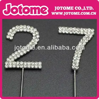 Sparking Rhinestone Crystal Silver Number 27 Birthday 27th Anniversary ...