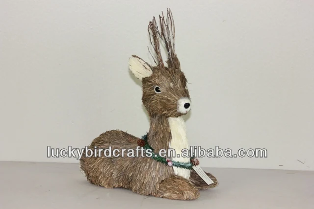 Christmas Straw Deer/reindeer Ornaments With Wreath/straw And Bristle ...