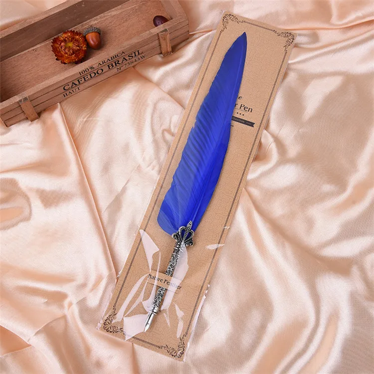 Ayfp-0024 Wholesale Colorful Metal White Goose Feather Pen For Wedding ...