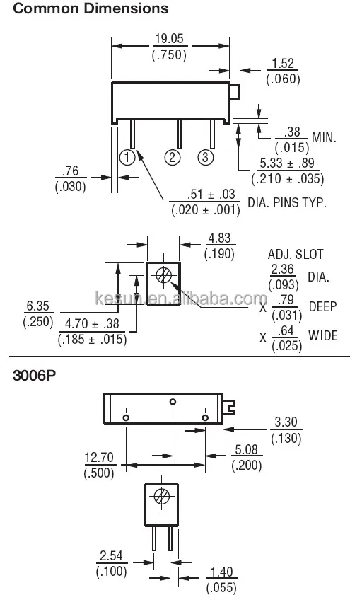 3006p-1-103lf Original Boruns 3006p 10k Ohm 0.75w Trimmer Potentiometer ...