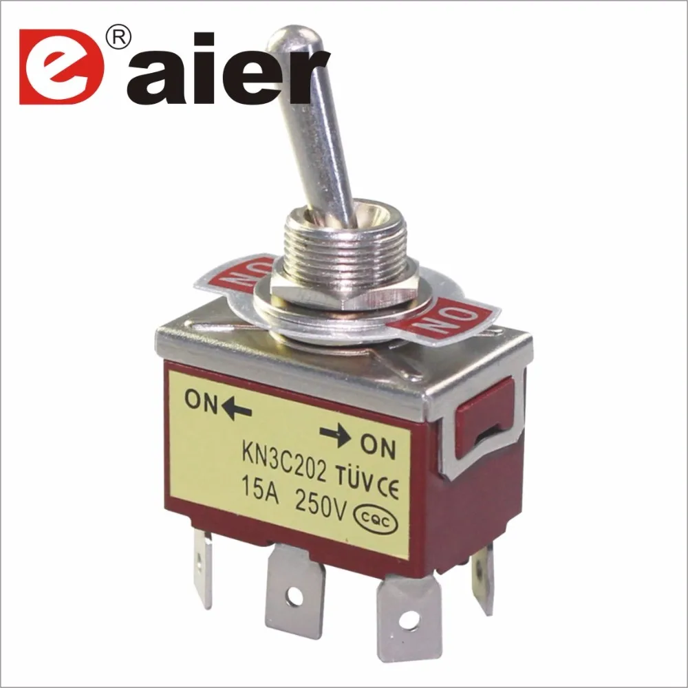 Kn3 12mm 3 Screw Terminal Single Pole Latching Toggle Switch 15a - Buy ...