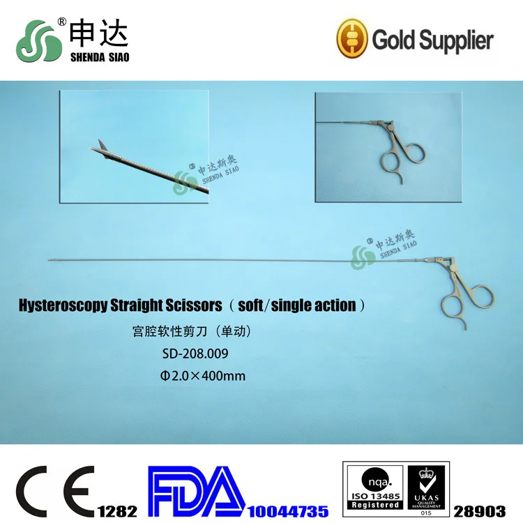 Surgical Instruments Hysteroscopy Straight Scissors Soft Single Action ...