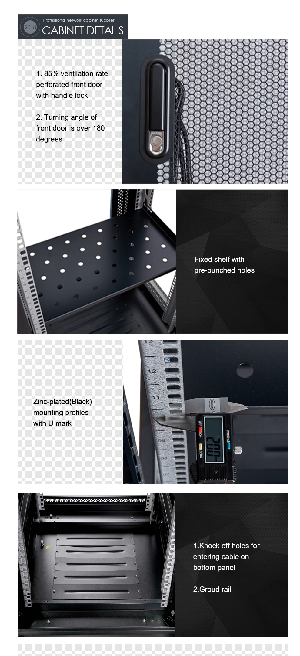 19 Inch Floor Standing Server Rack Cabinet - 42U Data Enclosure