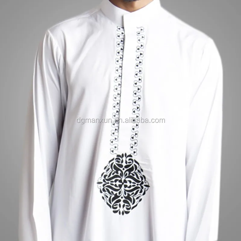 2016 New Style Dubai Thawb Muslim Men Thobe Embroidered Islamic Abaya ...