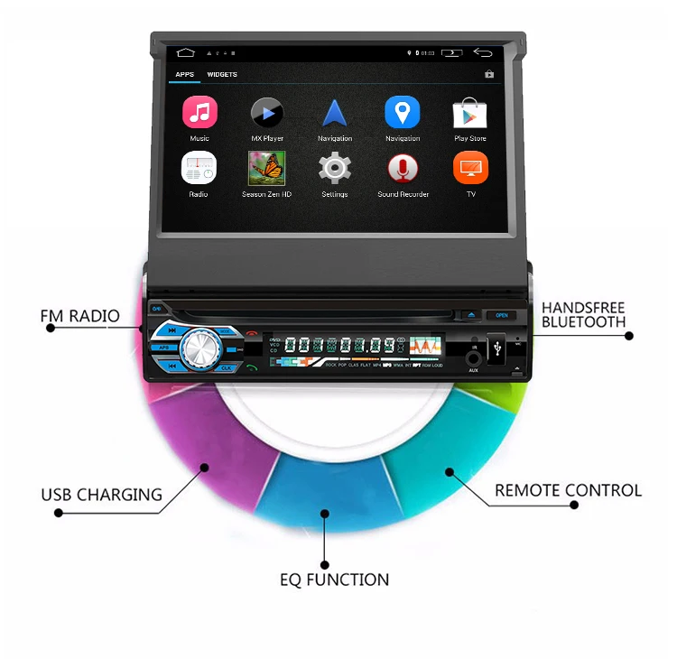 Hinz Android 1 Din In-dash Single Din One Din Universal In-dash Car ...