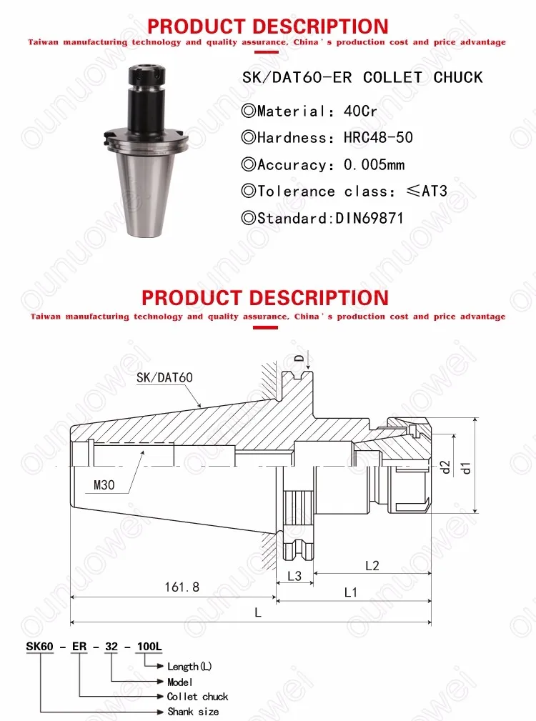 Din 69871 Jt Sk Dat Er Collet Chuck Cnc Lathe Collet Chuck Tool Holder ...
