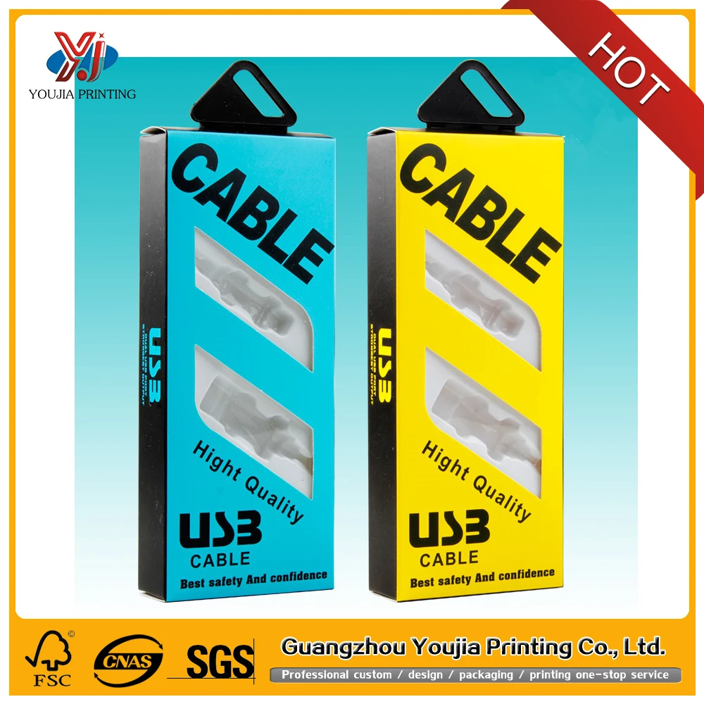 Colorful Usb Data Cable Paper Box Packaging With Blister Tray - Buy ...