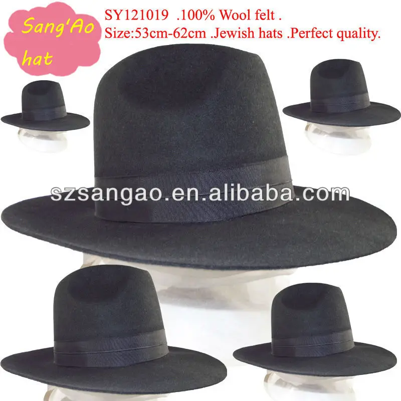 Wholesale Large Fashion Felt Jewish Black Hat Men Borsalino - Buy ...