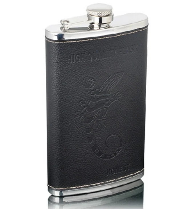 Leather Covered Stainless Steel Mini Liquor Flask - Buy Leather Hip ...