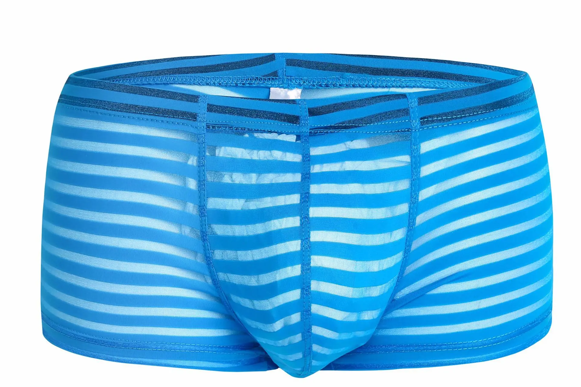 Men's Sexy Transparent Boxer Briefs Low Waist Underwear Mesh Stripe ...