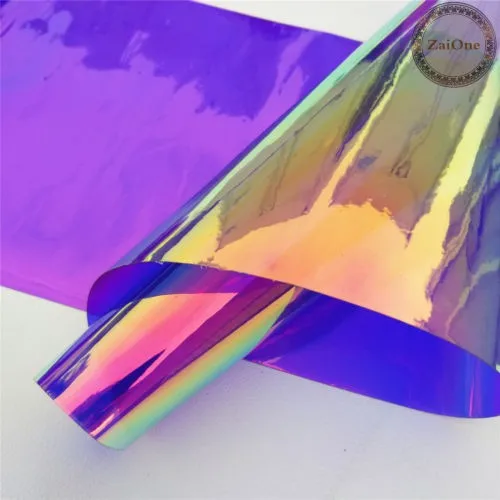 Small Roll 0.4mm Holographic Plastic Rainbow Transparent Pvc Iridescent ...