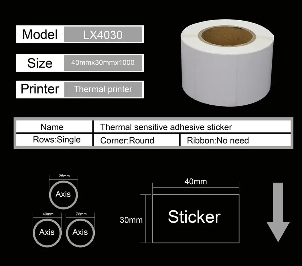 Cheap Adhesive Roll Blank Thermal Paper Sticker Size 40x30 Mm for Sale