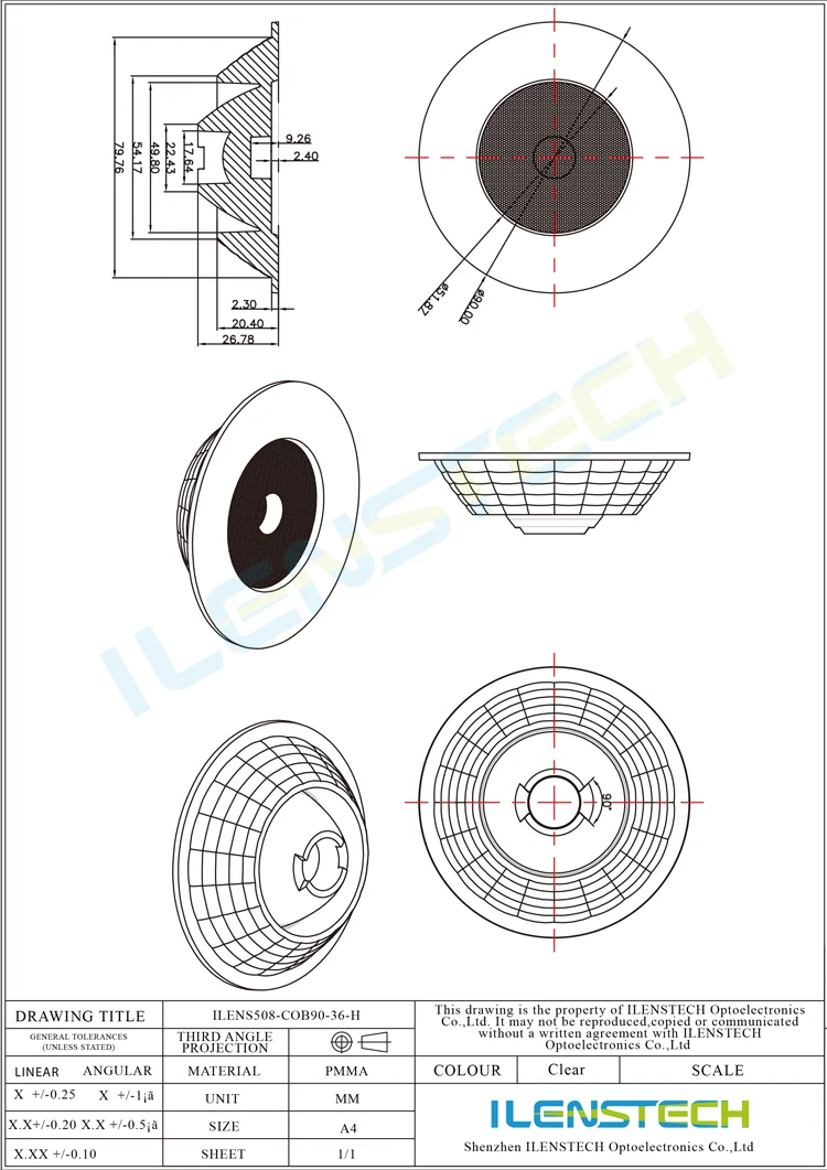 Large Diameter 90mm Ultra Slim Acrylic Cob Led Lens 36 Degree for ...