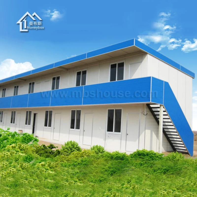 Low Cost Color Steel Sandwich Panel Prefab House /flat Roof Buildings ...