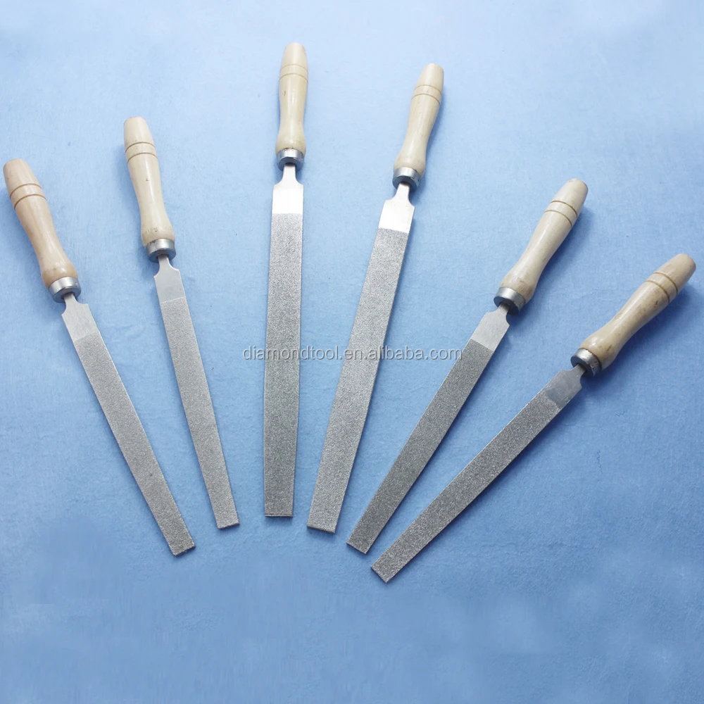 Diamond Straight-pitch Square Needle Files Set,Round Wood Handle ...