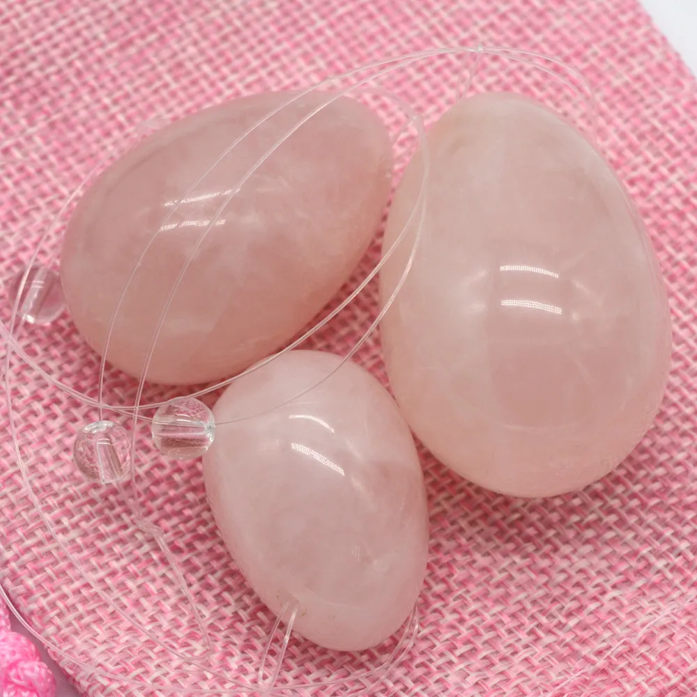 Wholesale 3pcs Drilled Rose Quartz Yoni Egg Set Natural Jade Yoni Eggs ...