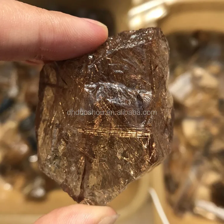 Natural Gold Rutilated Quartz Rough Stone for Spiritual Healing