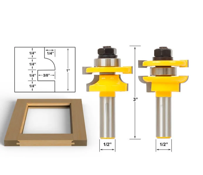 L-N003 10# Rail & Stile Cabinet Door Router Bit Set 4 Bit Ogee -1/2 ...