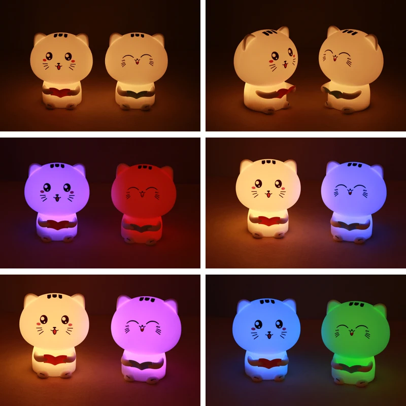 Portable Cute Cat Silicone Night Light With Touch Silicone Night Light ...