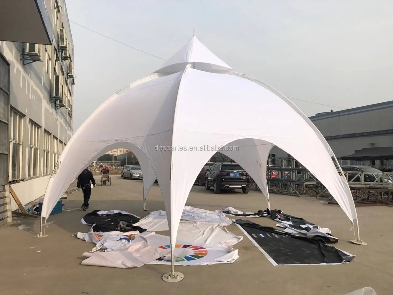 White Advertising Dome Tents,Pentagonal Arch Spider Tent With Arch And ...