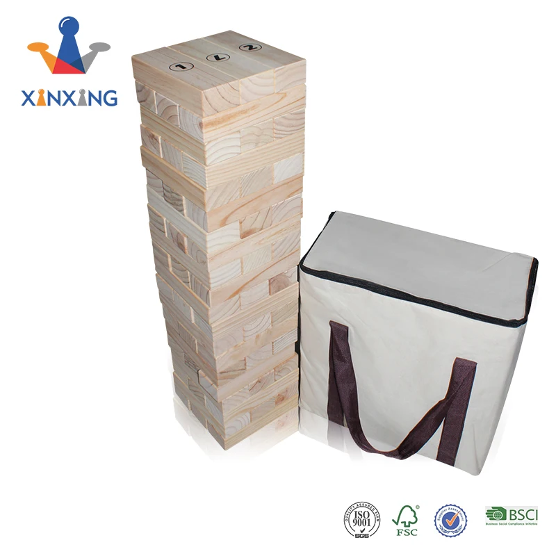 Giant Wooden Blocks - Stacking Game with Storage Bag