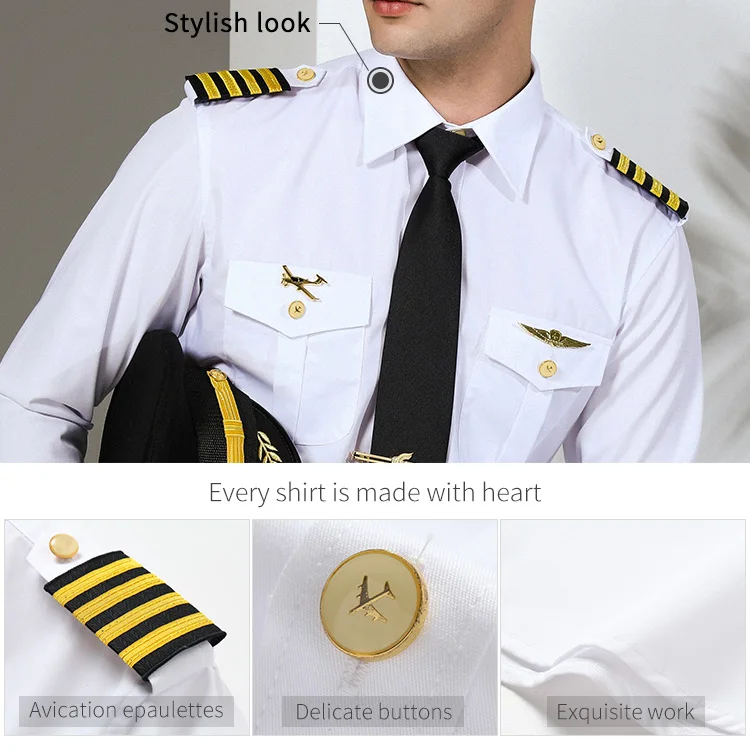 Wholesale Pilot White Shirt Plaine Cotton Uniform Shirt With Trousers ...